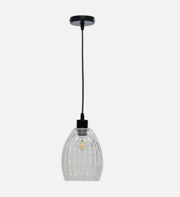 Modern Fluted Glass Easy Fit Pendant Shade Ceiling Lightshade
