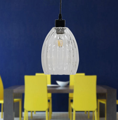 Modern Fluted Glass Easy Fit Pendant Shade Ceiling Lightshade