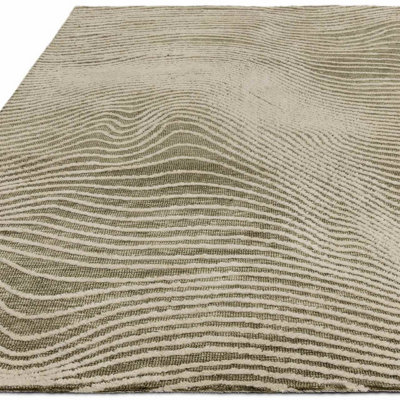 Modern Forest Green Abstract Easy to Clean Rug for Living Room Dining ...