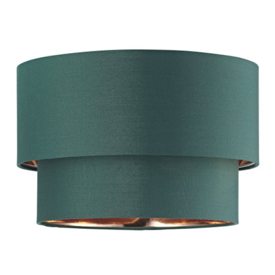 Modern Forest Green Cotton Double Tier Ceiling Shade with Shiny Copper ...