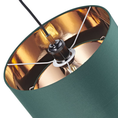 Modern Forest Green Cotton Double Tier Ceiling Shade with Shiny Copper ...