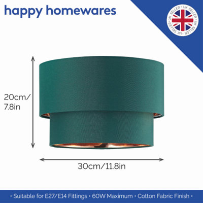Modern Forest Green Cotton Double Tier Ceiling Shade with Shiny Copper ...