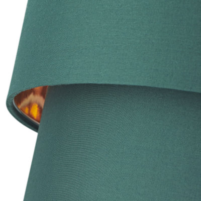 Modern Forest Green Cotton Double Tier Ceiling Shade with Shiny Copper ...