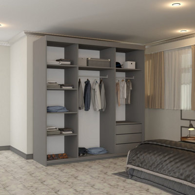 Modern Full Mirror Sliding Wardrobe with LED Light & Contemporary ...