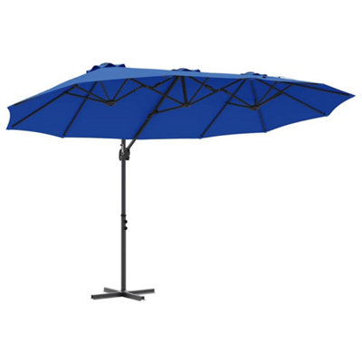 Modern Garden Cantilever Parasol Azure blue Powder-coated steel