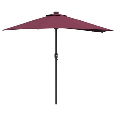Modern Garden Parasol with LED Strip Lights Bordeaux red Fabric