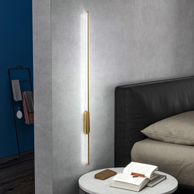Modern Gold Aluminum Linear LED Wall Lighting Fixture 80cm, White Light