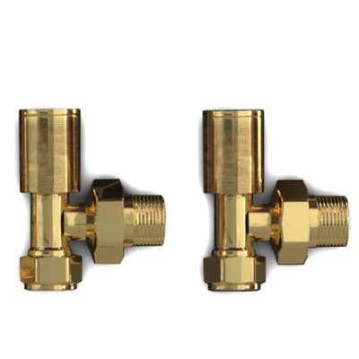 Modern Gold Angled Radiator Valves 15mm Pair