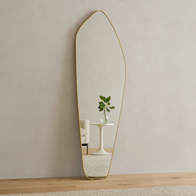 Modern Gold Metal Irregular Full Length Mirror 177cm x 61cm