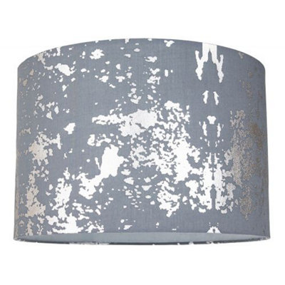 Modern Grey Cotton Fabric Lamp Shade with Silver Foil Decor for Table ...