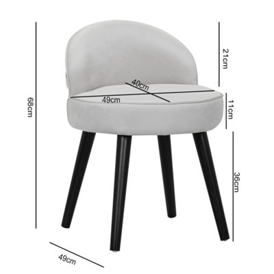 Modern Grey White Velvet Dressing Table Stool with Solid Wood Legs