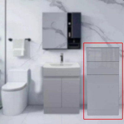 Modern Handleless High Gloss Light Grey Bathroom Storage Cabinet - 1 ...