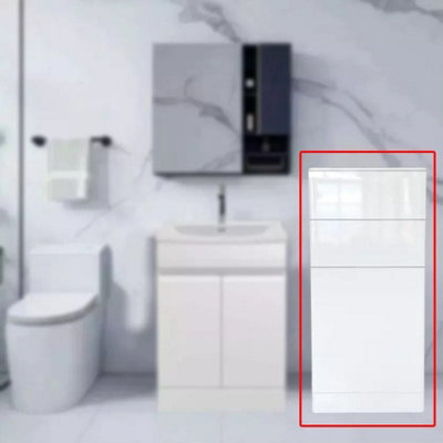 MODERN HANDLELESS HIGH GLOSS WHITE BATHROOM STORAGE CABINET - 1 DOOR 2 ...