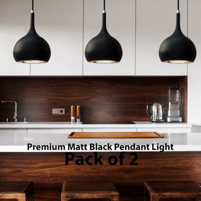 MODERN HANGING PENDANT LIGHT SET IN MATT BLACK AND COPPER FINISH WITH ...