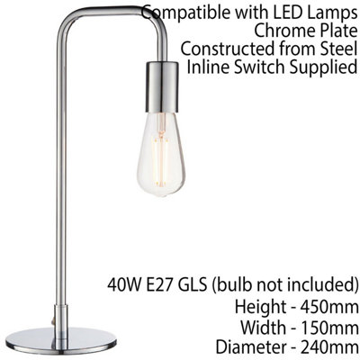 Modern Hangman Table Lamp Chrome Industrial Metal Arm Bedside Desk ...