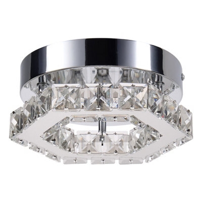 Modern Hexagonal Shape LED Crystal Ceiling Light with Stainless Steel ...