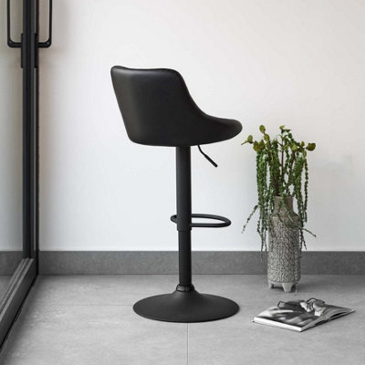 Modern Industrial Gas Lift bar stool in faux leather with foot rest ...