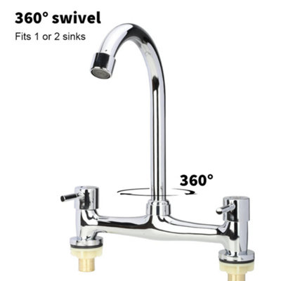 Modern Kitchen Sink Mixer Tap 2 Hole Deck Mounted Faucet