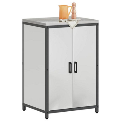 Modern Kitchen Storage Cabinet with Shelf Silver Galvanised steel