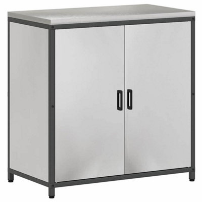 Modern Kitchen Storage Cabinet with Shelf Silver Stainless steel