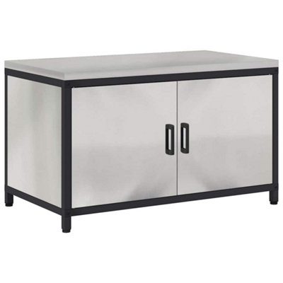 Modern Kitchen Storage Cabinet with Shelf Silver Stainless steel