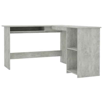 Modern L-Shaped Corner Desk Concrete Grey 120x140x75 cm Engineered Wood