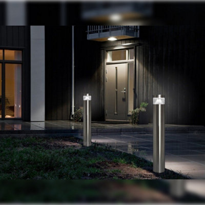 Modern LED Bollard Post Ground Spike Light Cool White Stainless Steel ...