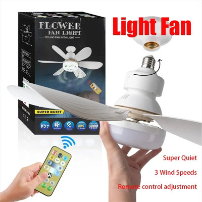 Modern LED Ceiling Fan with Dimmable Light & Remote - E27 Screw Fitting ...