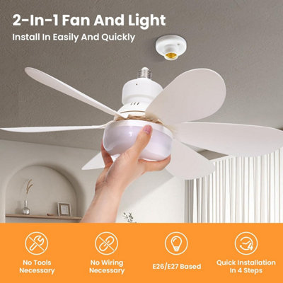 Modern LED Ceiling Fan with Dimmable Light & Remote - E27 Screw Fitting ...