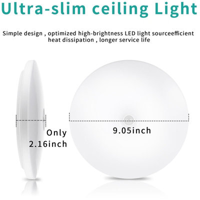 MODERN LED CEILING LIGHT MOTION SENSOR ROUND PANEL HALLWAY KITCHEN ...