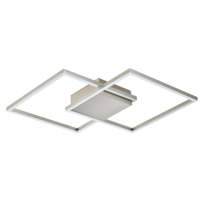 Modern LED Flush Ceiling Light Fitting in Sleek Satin Nickel with ...