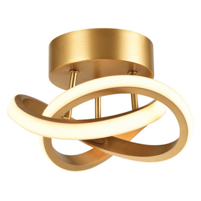 Modern LED Gold Ceiling Light with Swirl Thick Metal Strip Creates 1253 ...