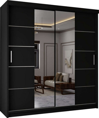 Modern LED Light Mirror Sliding Wardrobe with Elegant Display Cabinet ...