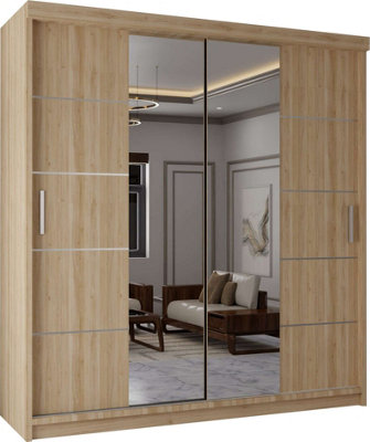 Modern LED Light Mirror Sliding Wardrobe with Elegant Display Cabinet ...
