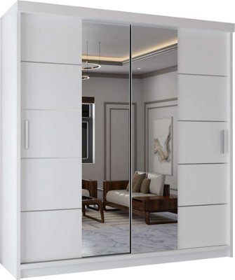 Modern LED Light Mirror Sliding Wardrobe with Elegant Display Cabinet ...