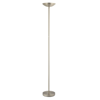 Modern LED Uplighter Metal Floor Lamp in Satin Nickel with Memory ...