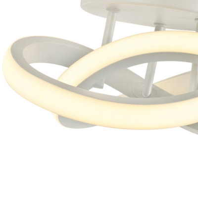 Modern LED White Ceiling Light with Swirl Thick Metal Strip Creates ...