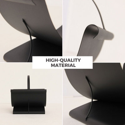 Modern Loft Style Log Basket for Fireplaces - Sturdy and Elegant Black ...
