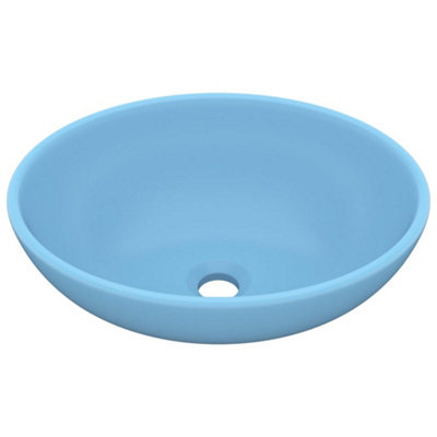 Modern Luxury Basin Oval-shaped Matt Light Blue 40x33 cm Ceramic