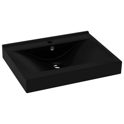 Modern Luxury Basin with Faucet Hole Matt Black 60x46 cm Ceramic
