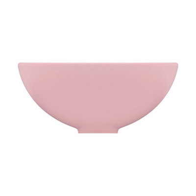 Modern Luxury Bathroom Basin Round Matt Pink 32.5x14 cm Ceramic