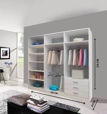 Modern Lyon Mirror Sliding Door Wardrobe With Hanging Rails & Shelves ...
