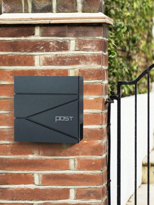 Modern Mailbox, Lockable Wall-Mounted Post Letter Box with Newspaper ...