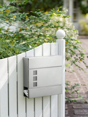 Modern Mailbox, Lockable Wall-Mounted Post Letter Box with Newspaper ...