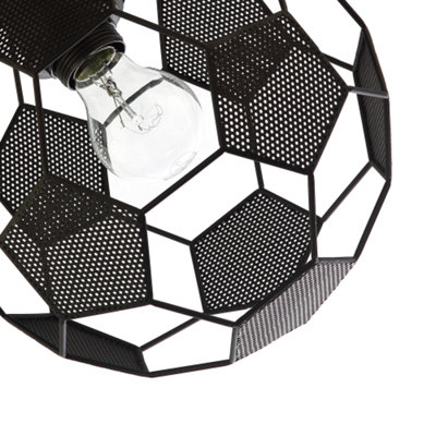 Modern Matte Black Football Soccer Pendant Lamp Shade with Laser Cut Holes