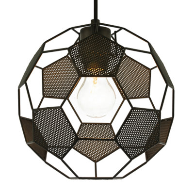 Modern Matte Black Football Soccer Pendant Lamp Shade with Laser Cut Holes