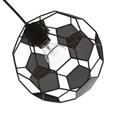 Modern Matte Black Football Soccer Pendant Lamp Shade with Laser Cut Holes