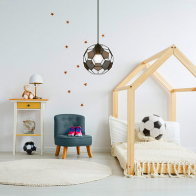 Modern Matte Black Football Soccer Pendant Lamp Shade with Laser Cut Holes