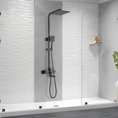 Modern Matte Black Shower Mixer Set (117x34x24cm) - Adjustable Anti ...