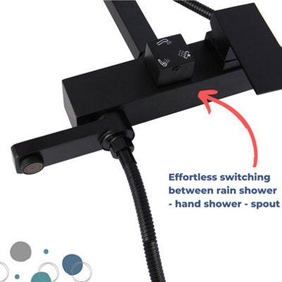 Modern Matte Black Shower Mixer Set (117x34x24cm) - Adjustable Anti ...